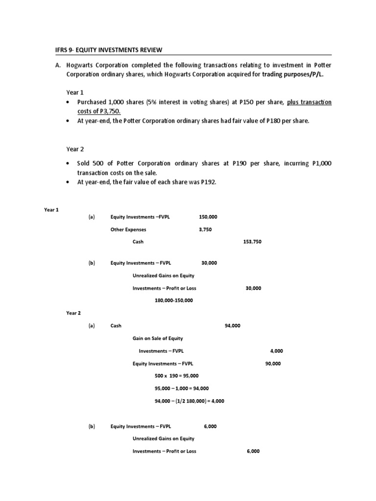Ifrs 9 Equity Investments Illustration | PDF | Investing | Equity (Finance)