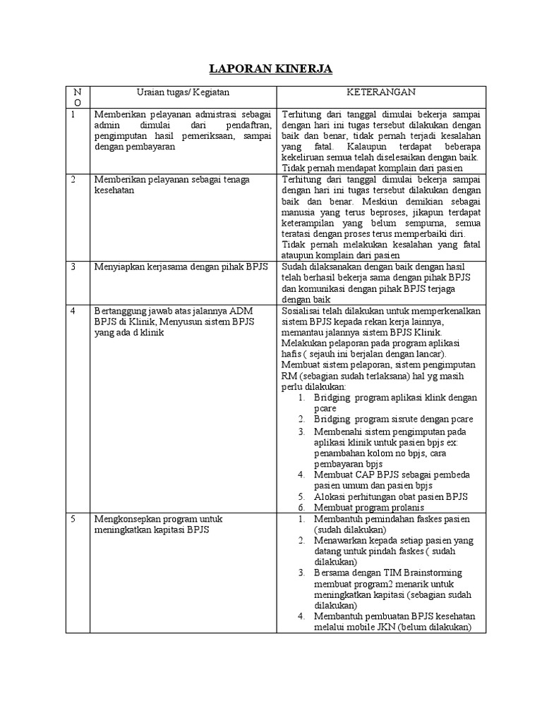 Laporan Kinerja | PDF