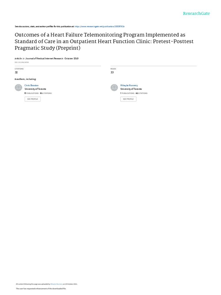 Outcomes of A Heart Failure Telemonitoring Program | PDF | Health Care ...