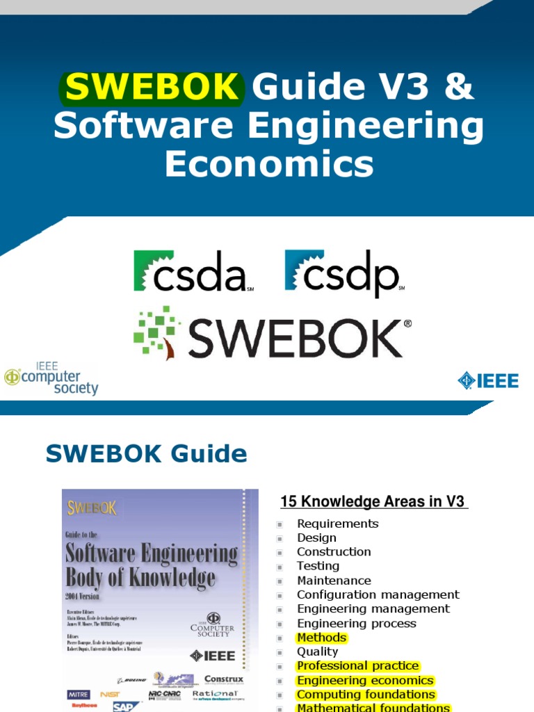 1-NSEC2013 - SWEBOK V3 & Software Engineering Economics - Steve Tockey - IEEE | PDF | Software ...