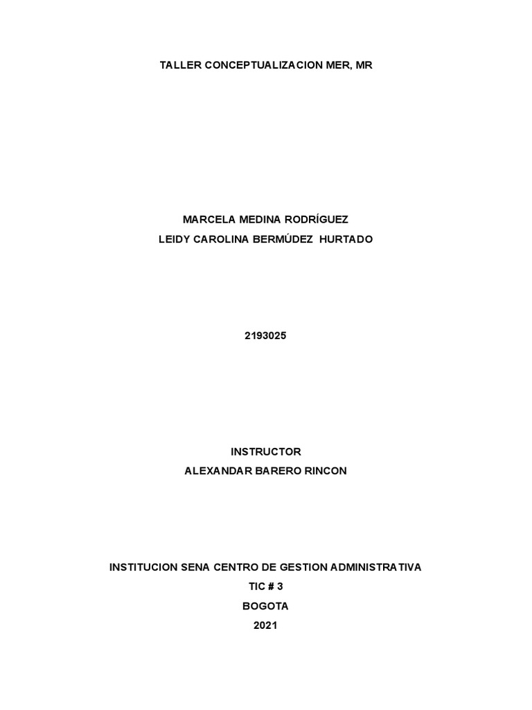 Taller Conceptualizacion Mer | PDF | Bases de datos | SQL