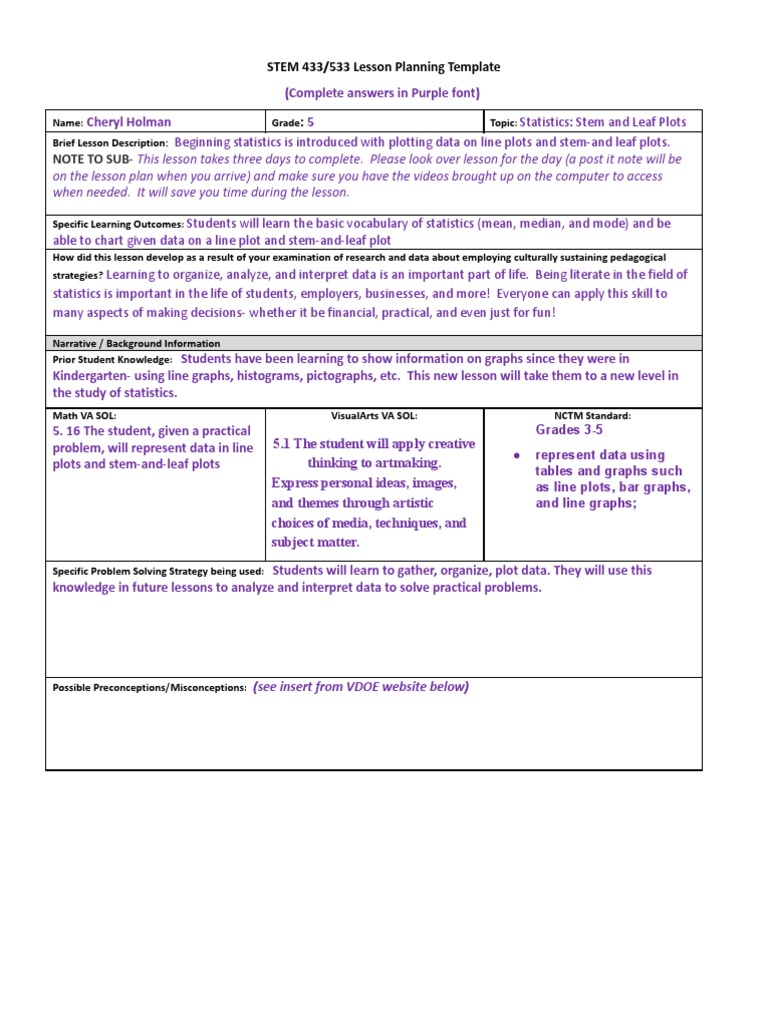Final Lesson Plan - Statistics 5 | PDF | Statistics | Lesson Plan