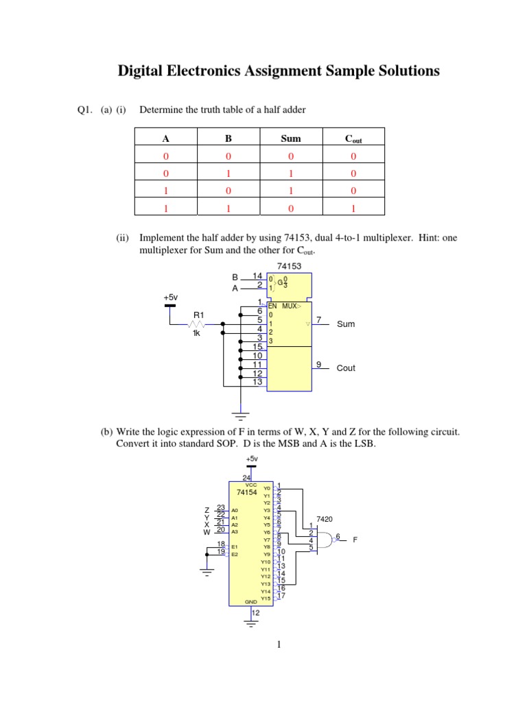 Digital Electronics Assignment Sample Solutions | PDF | Logic Gate ...