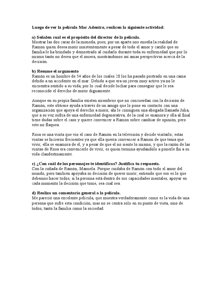 Análisis de La Película Mar Adentro | PDF