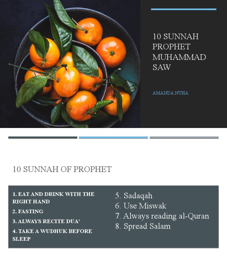 10 Sunnah Practices of Prophet Muhammad | PDF | Cooking, Food & Wine ...