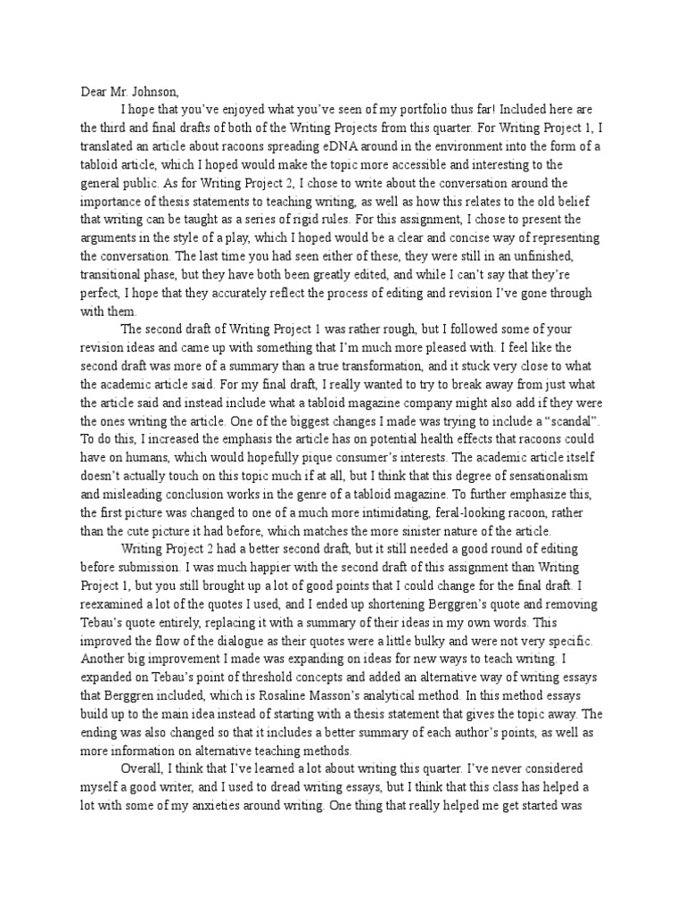 Reflection Letter | PDF | Essays | Cognition