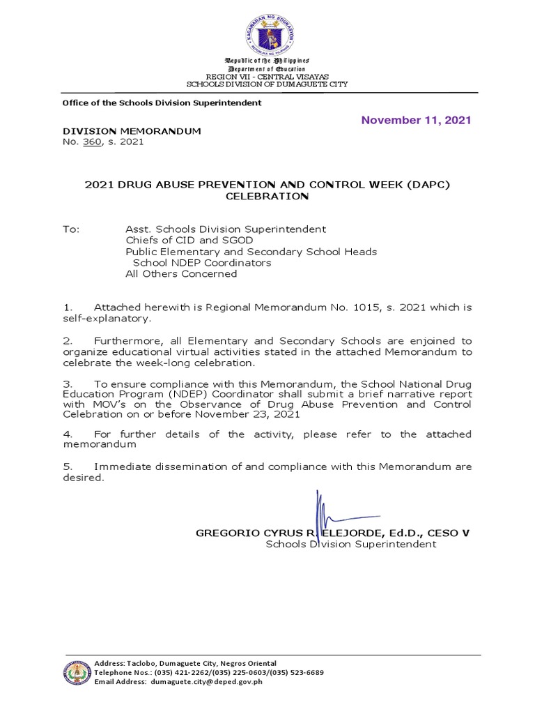 2021 Drug Abuse Prevention and Control Week (Dapc) | PDF | Social ...
