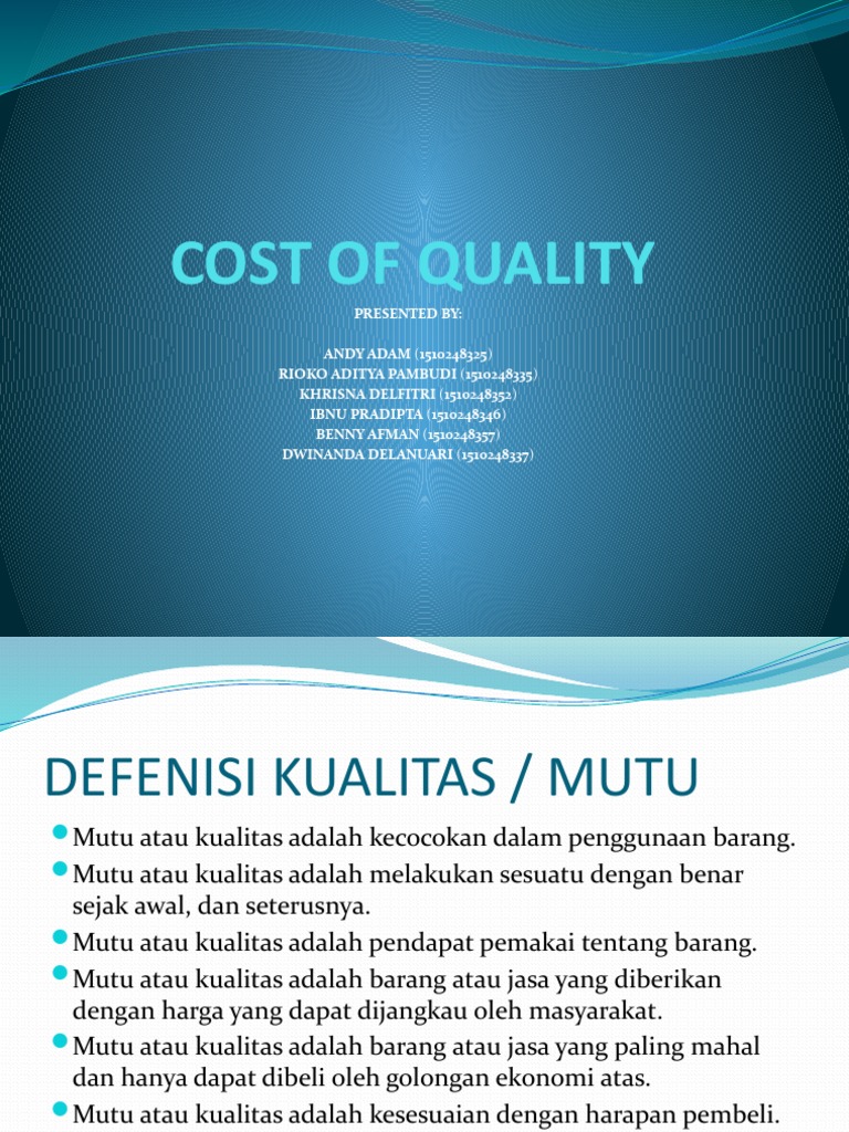 Cost of Quality | PDF