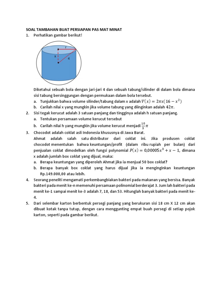 Soal Tambahan Buat Persiapan Pas Mat Minat | PDF