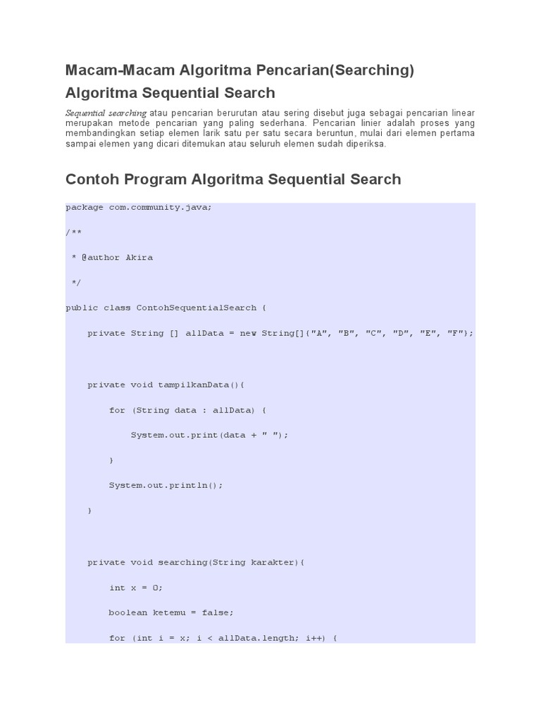 Searching Dengan Metode Sequential Dan Binary Search | PDF | Komputer