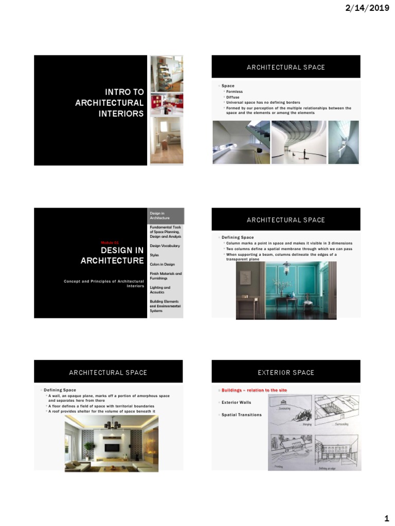 Module 1 - Intro To Architectural Interiors | PDF | Wall | Space