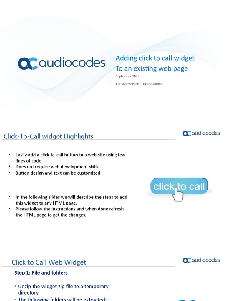 AudioCodes WebRTC Click-To-Call - Deployment Procedure | PDF | World Wide Web | Internet & Web