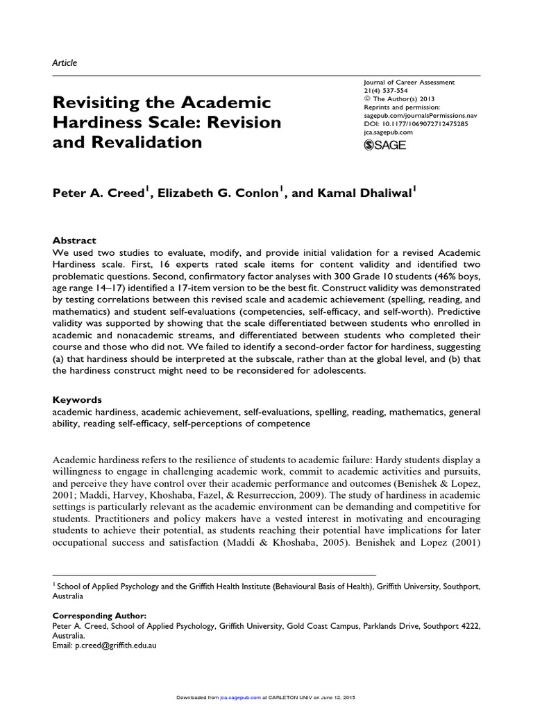 Creed2013, Hardiness Scale Revise | PDF | Validity (Statistics ...