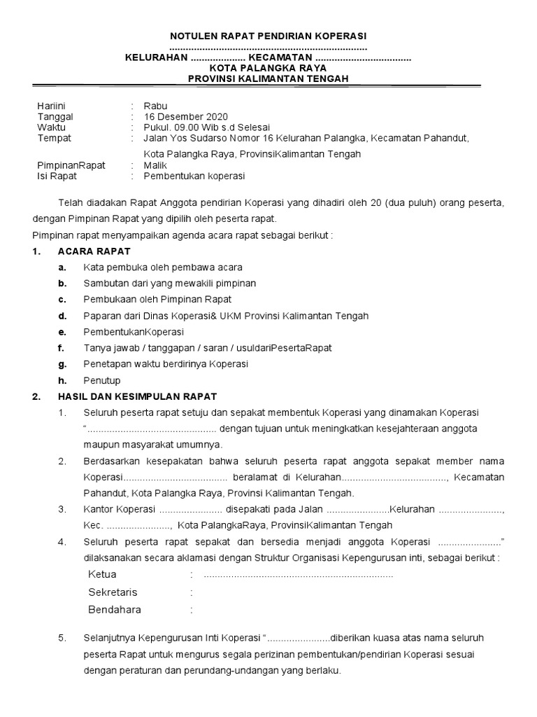 Notulen Koperasi | PDF