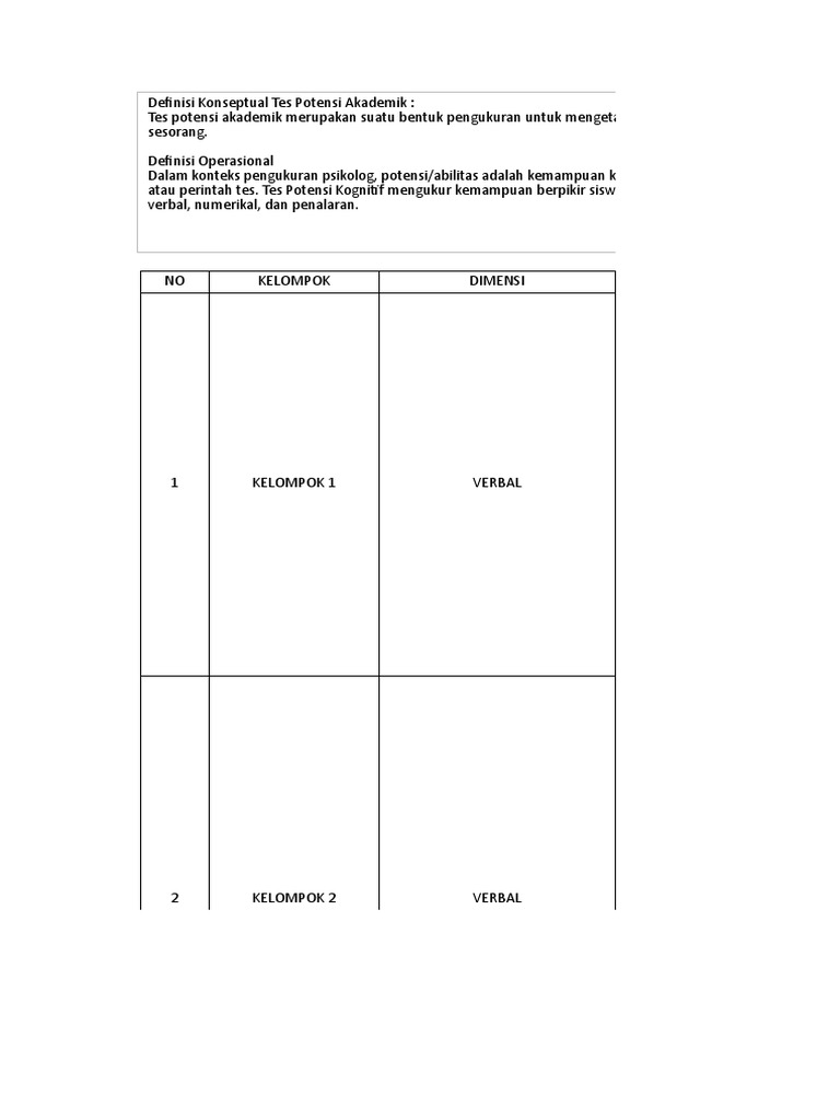 Tabel Rencana Blue Print | PDF