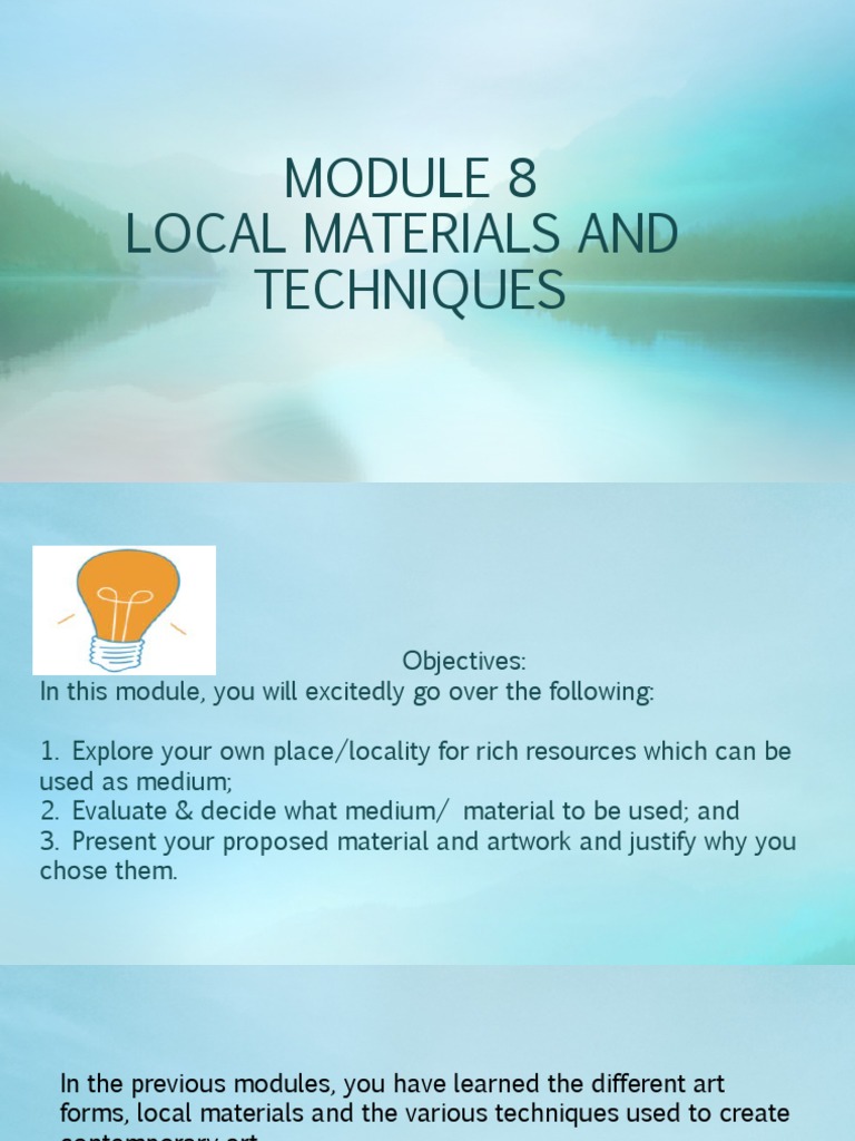 MODULE 8 Local Materials and Technique | PDF