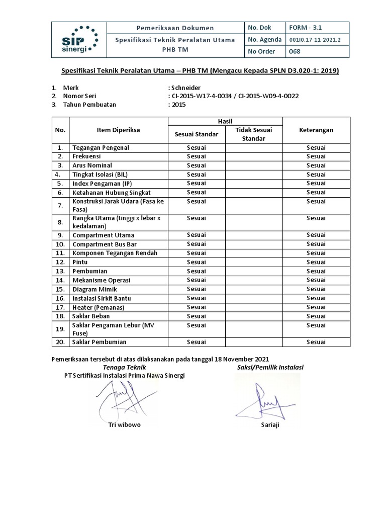 Spesifikasi Teknik Peralatan Utama - PHB TM (Mengacu Kepada SPLN D3.020 ...