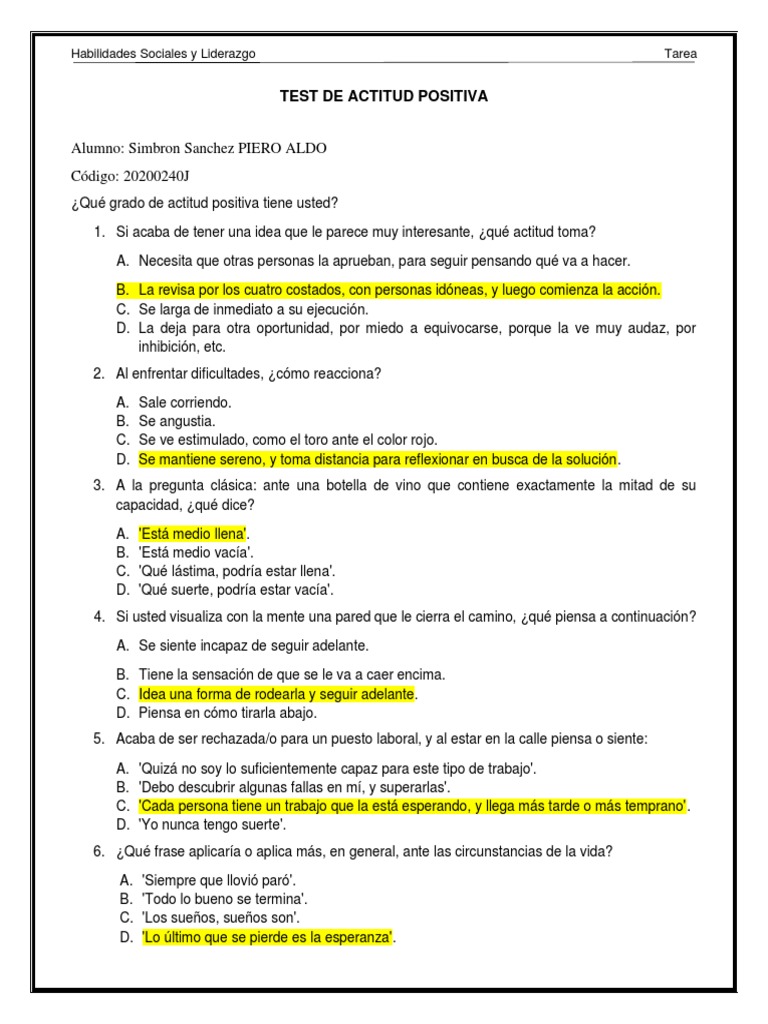 Test de Actitud | PDF