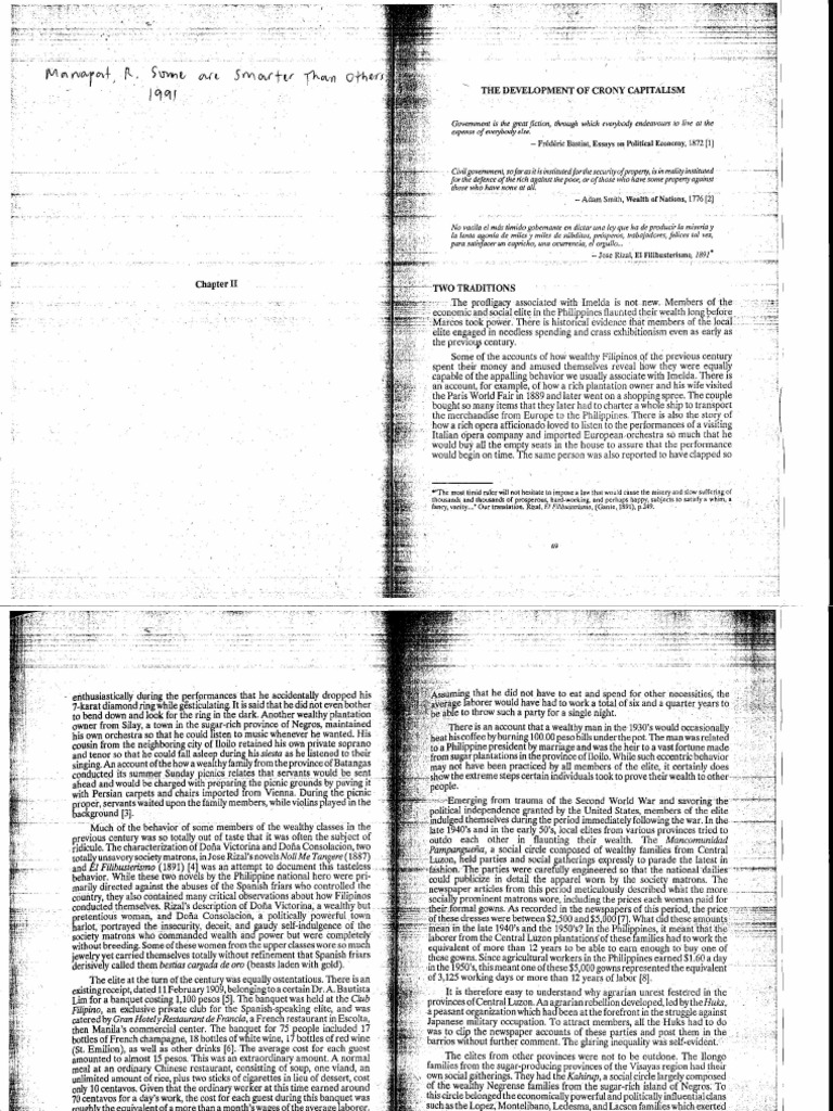 Manapat, Ricardo. 1991. The Development of Crony Capitalism. in Some ...