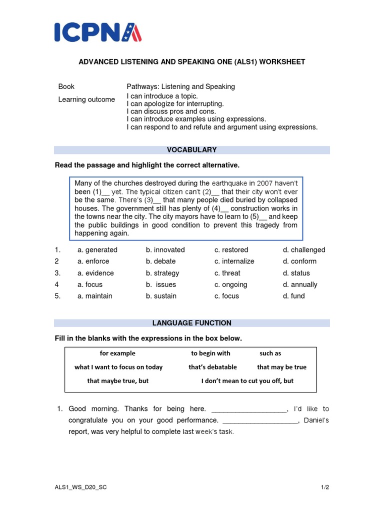 Als1 WS | Download Free PDF | Communication | Cognition