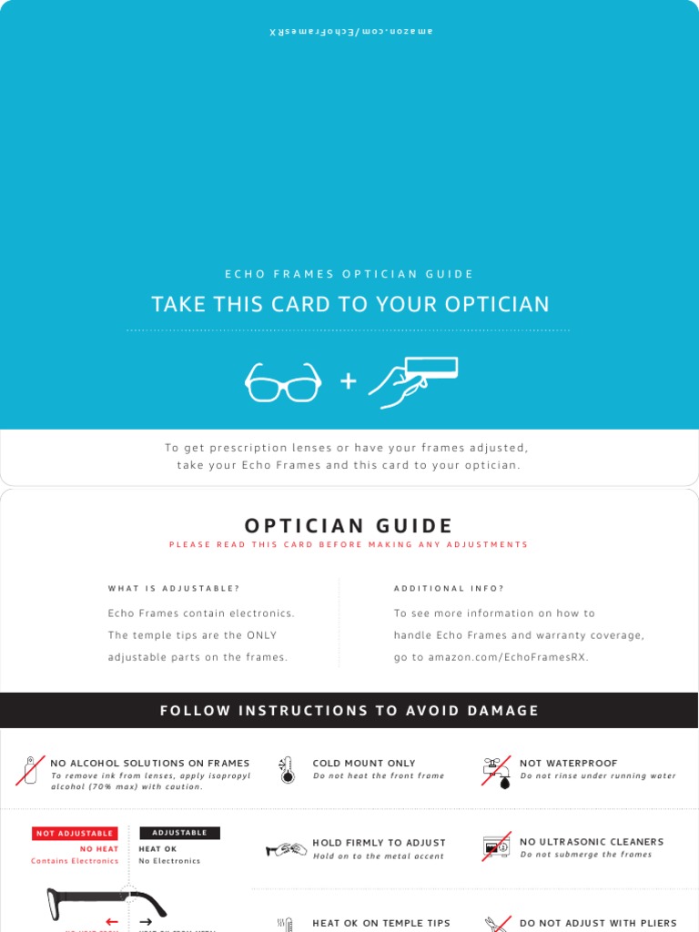 Echo Frames Optician Adjustment Guide | PDF | Science & Mathematics ...