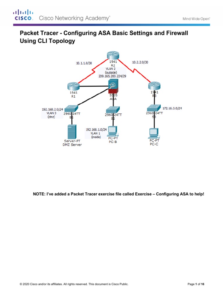 Configuring ASA Basic Settings and Firewall Using CLI | PDF | Ip Address | Computer Network