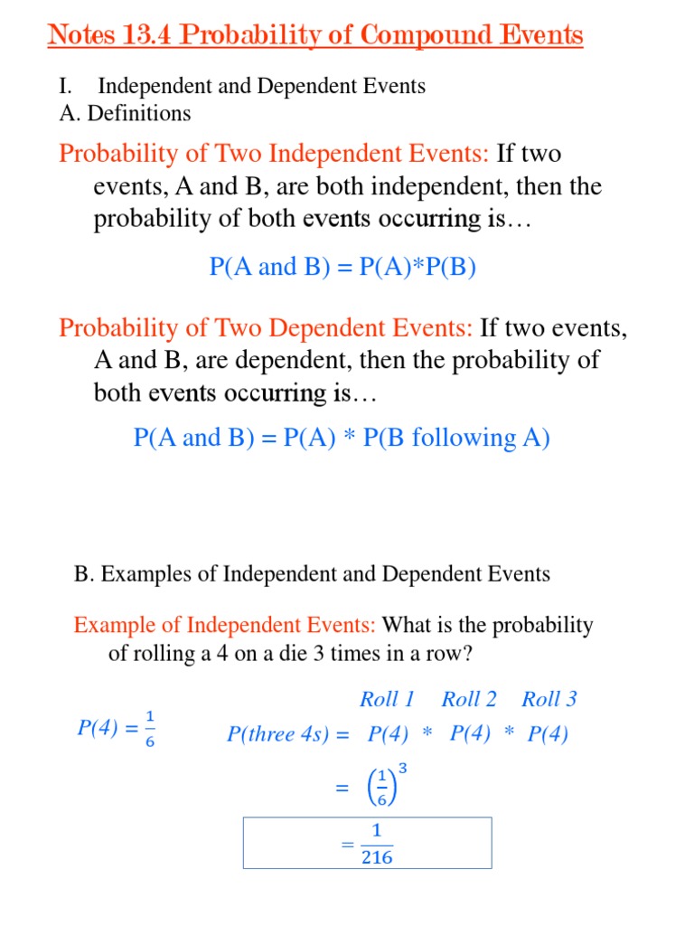 Notes 13.4 Mutually Exclusive and Inclusive Events | PDF | Probability ...