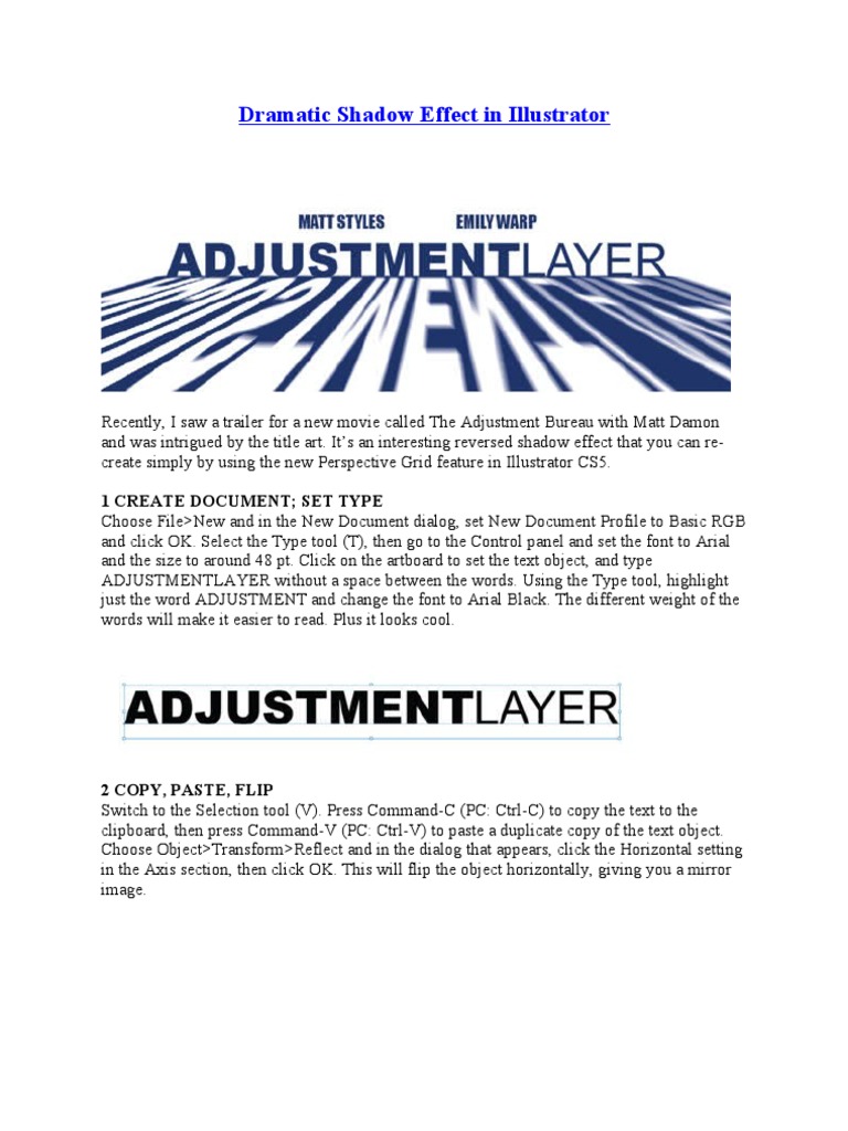 Dramatic Shadow Effect in Illustrator: 1 Create Document Set Type | PDF ...