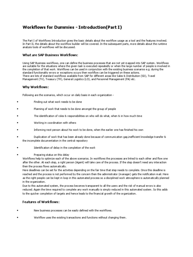 Workflows For Dummies I | PDF | Workflow | Business Process