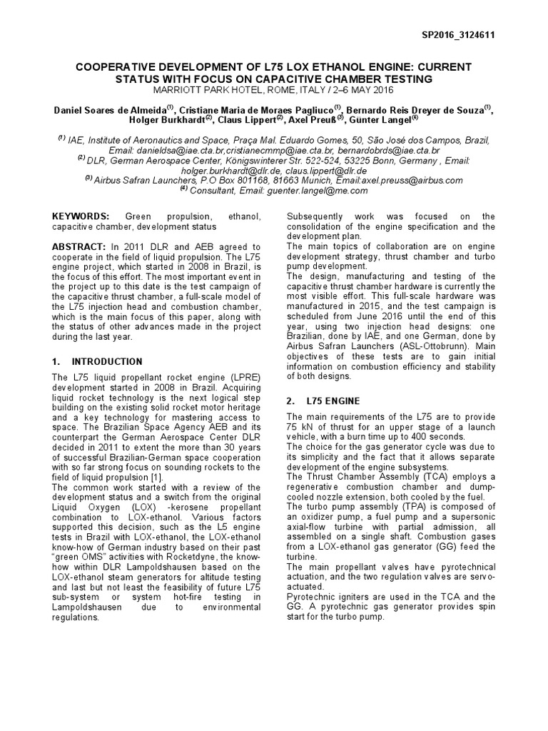 Cooperative Development of l75 Lox Ethanol Engine | PDF | Rocket Engine ...