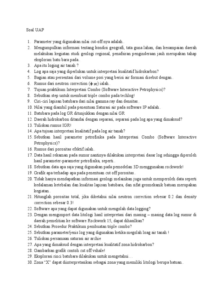 Soal UAP Wellog | PDF