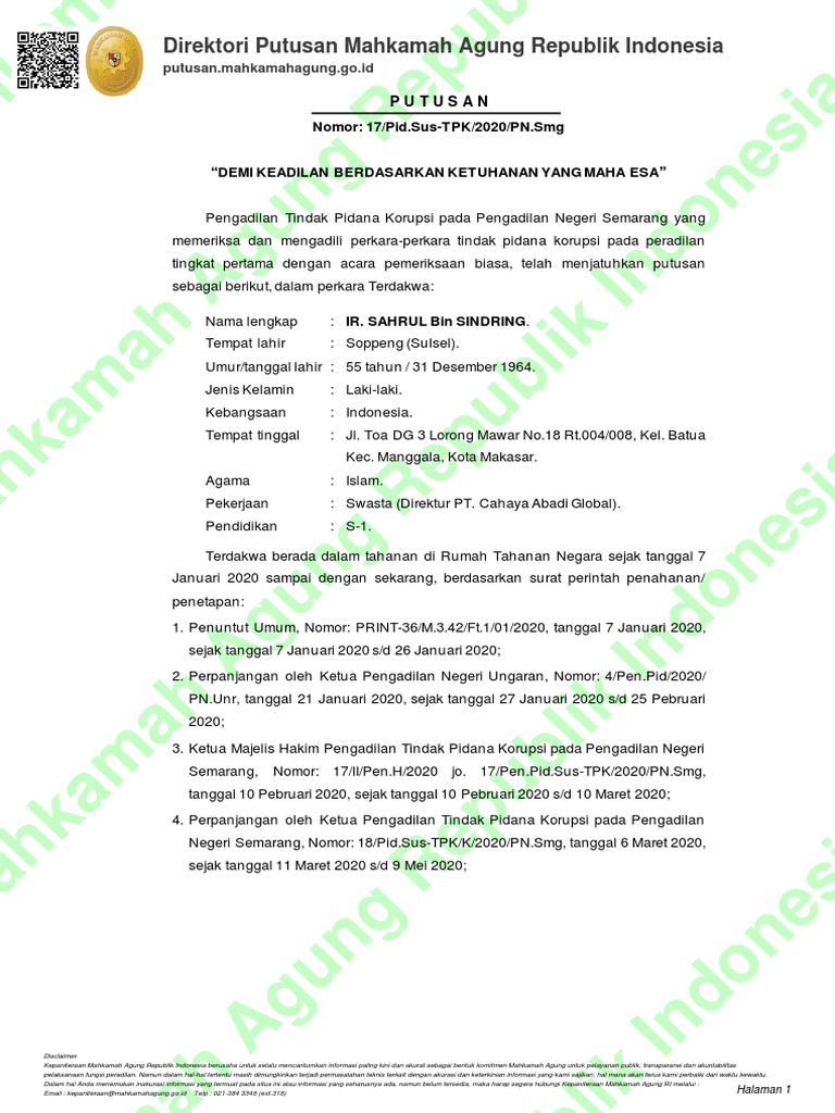 Putusan 17 Pid - Sus-Tpk 2020 PN SMG 20211125 | PDF