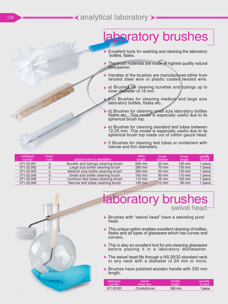 Laboratory Cleaning Brushes Catalogue | PDF | Brush | Pipe (Fluid ...