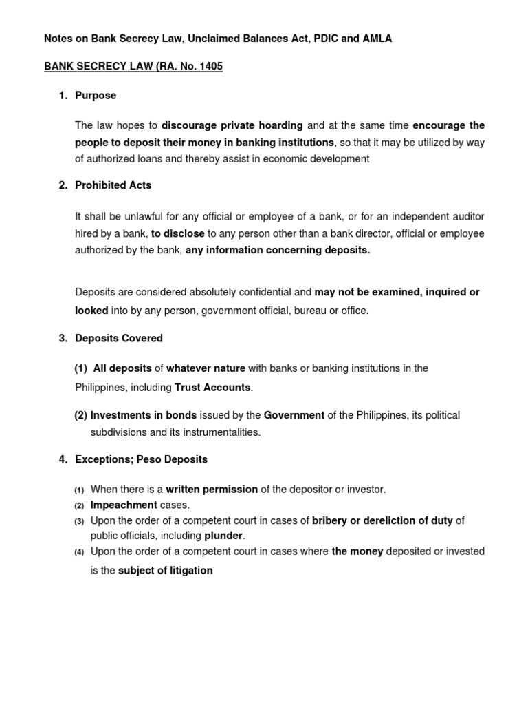 Banking Laws Notes | PDF | Money Laundering | Banks
