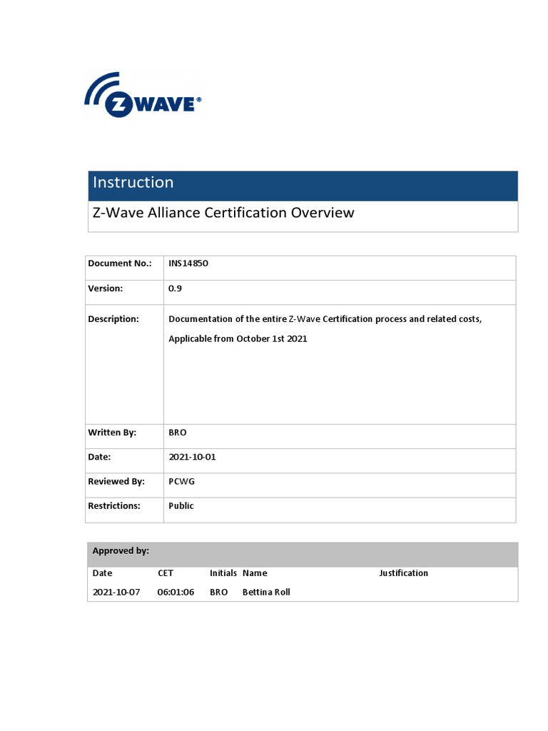 Z-Wave Certification Guide | PDF | Specification (Technical Standard ...