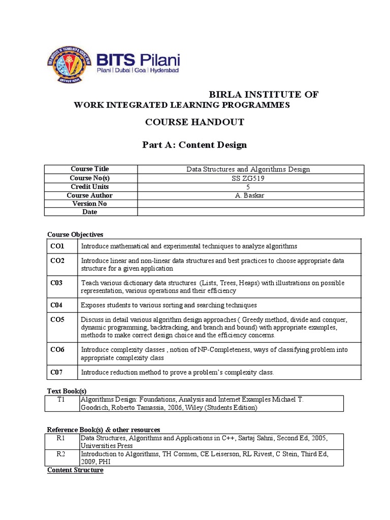 SS ZG519 | PDF | Array Data Structure | Algorithms And Data Structures