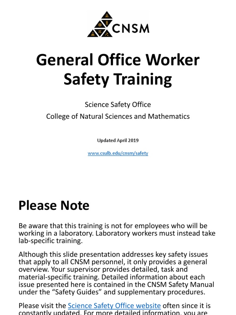 Office Worker Safety Training | PDF | Occupational Safety And Health ...