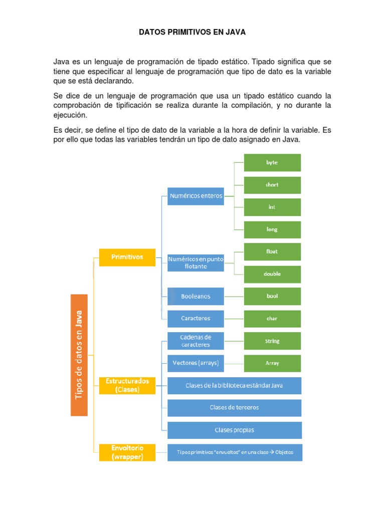 Datos Primitivos en Java | PDF | Tipo de datos | Java (lenguaje de programación)