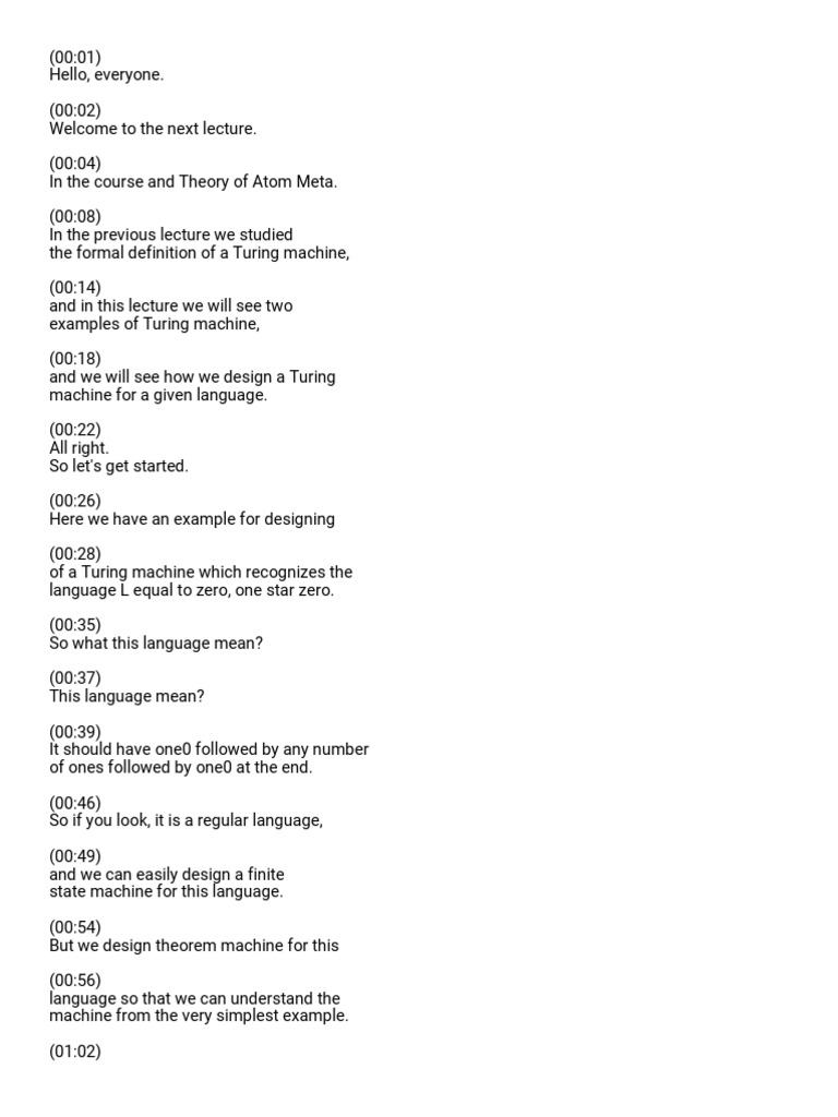 Turing Machine (Solved Examples) .mp4 | PDF | Logic | Theoretical ...