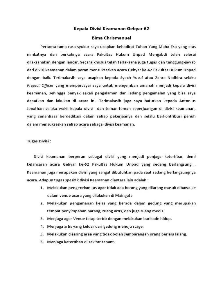 Contoh LPJ - Divisi - Keamanan | PDF