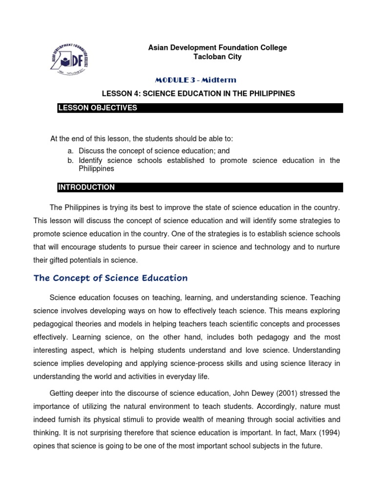 Module 3 - Science Education in The Philippines | PDF | Science ...