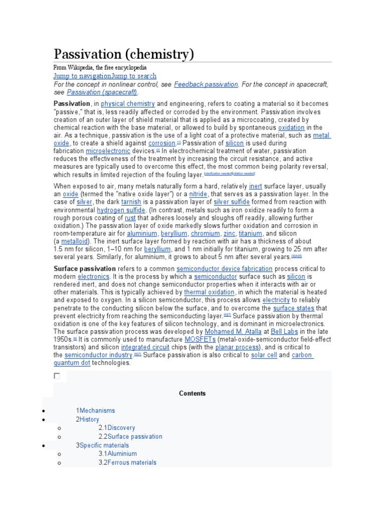 Passivation (Chemistry) | PDF | Semiconductors | Corrosion