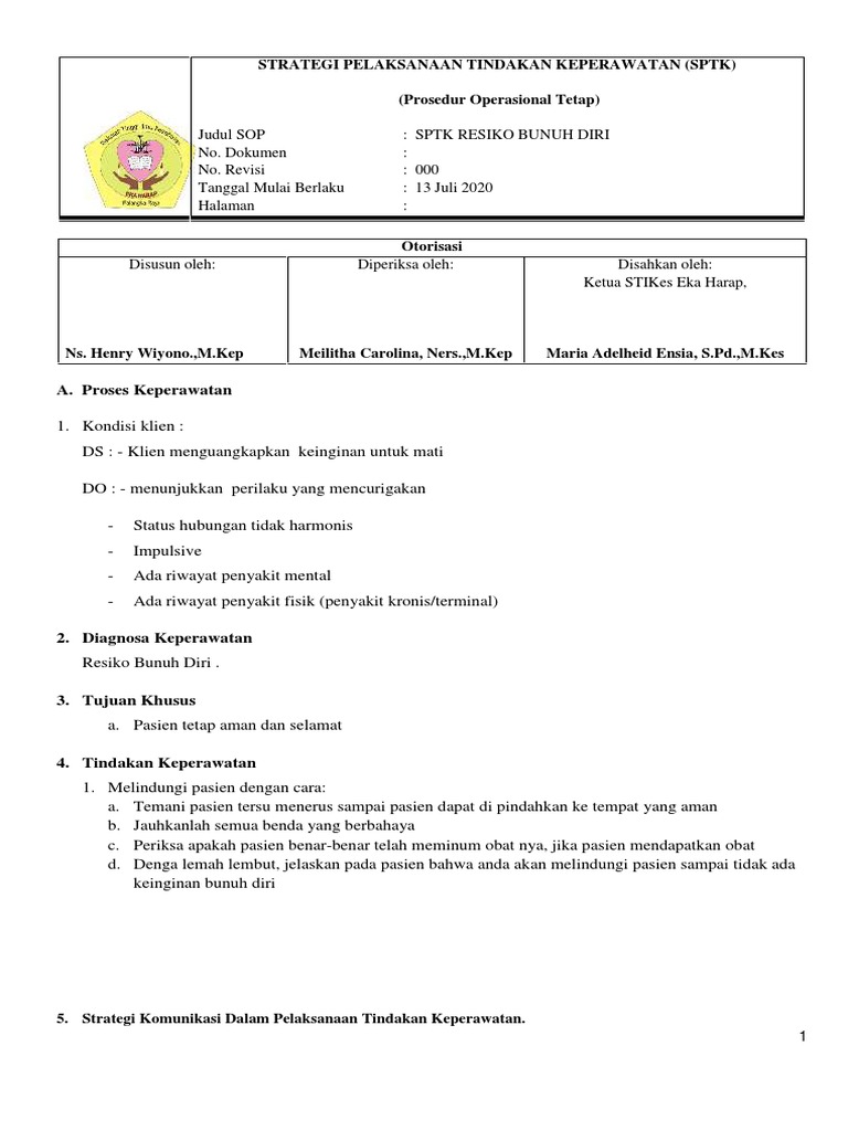 SPTK Resiko Bunuh Diri | PDF