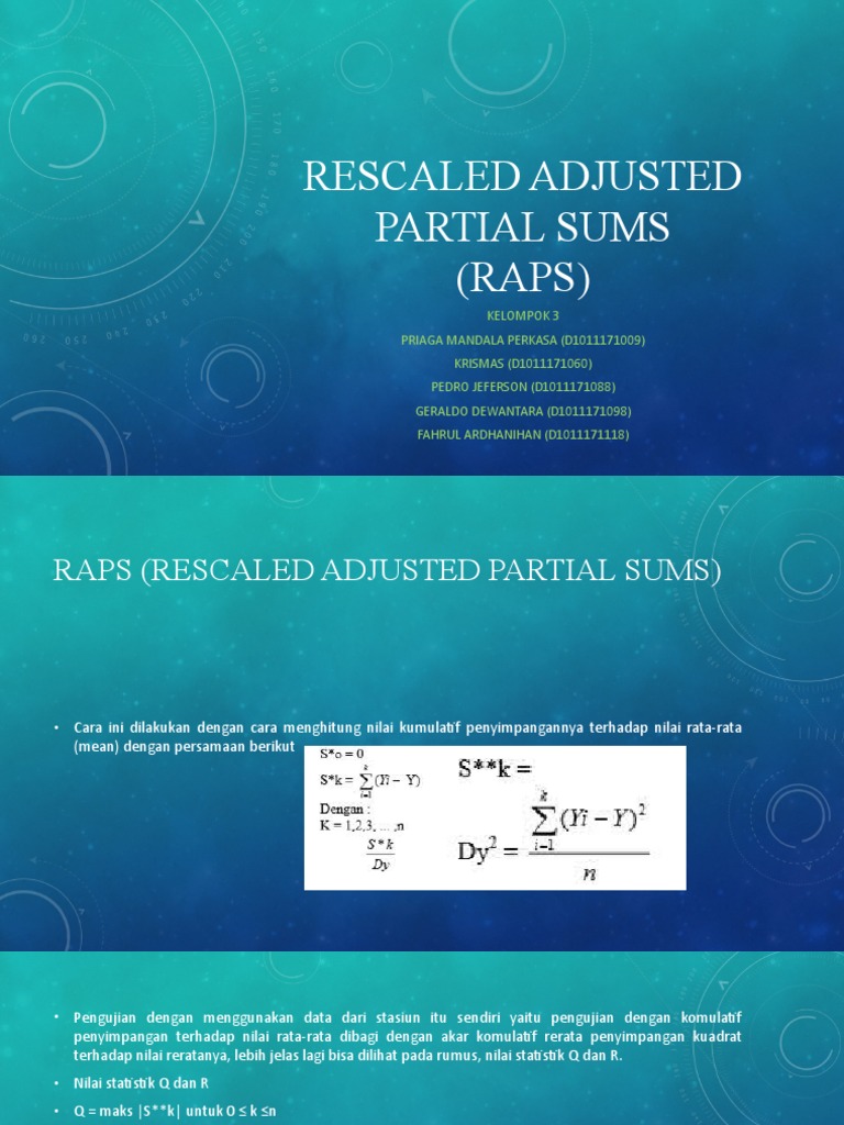 RAPS (Rescaled Adjusted Partial Sum) (Kelompok 3) | PDF