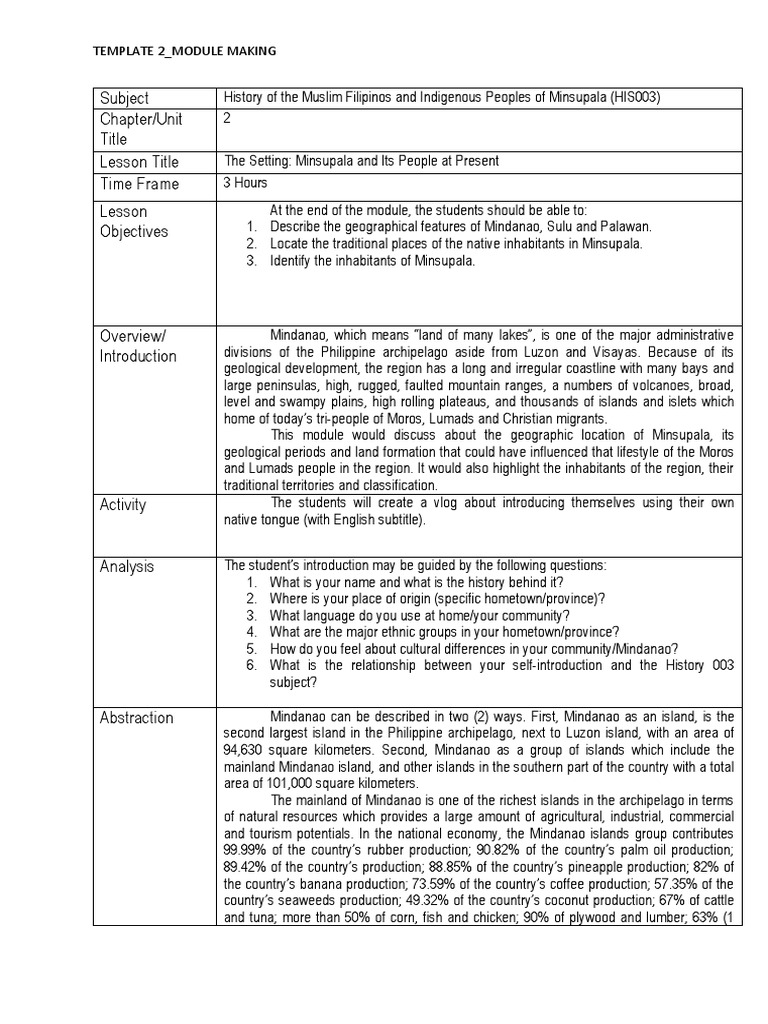 Minsupala's People & Geography | PDF | Mindanao | Ethnicity