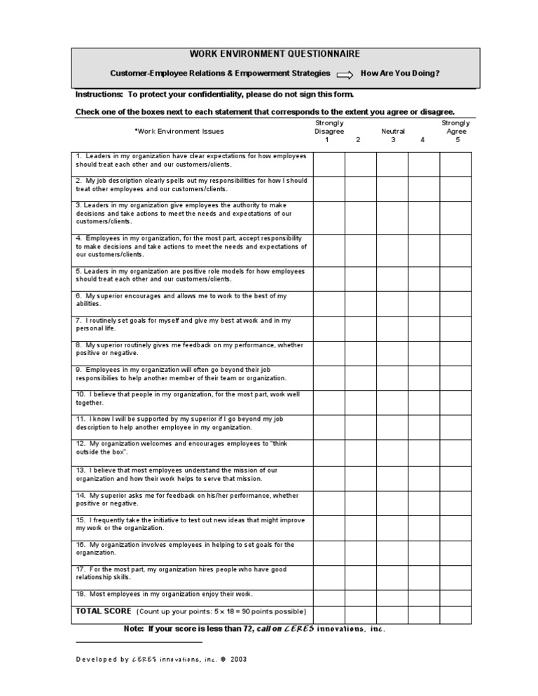 WorkEnvironmentSurvey 4 04 | PDF | Career & Growth | Self-Improvement