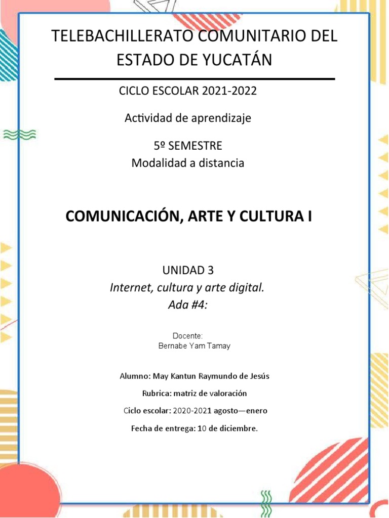 Comunicacion Arte Y Cultura I Sem14 Pdf Evaluación Cognición