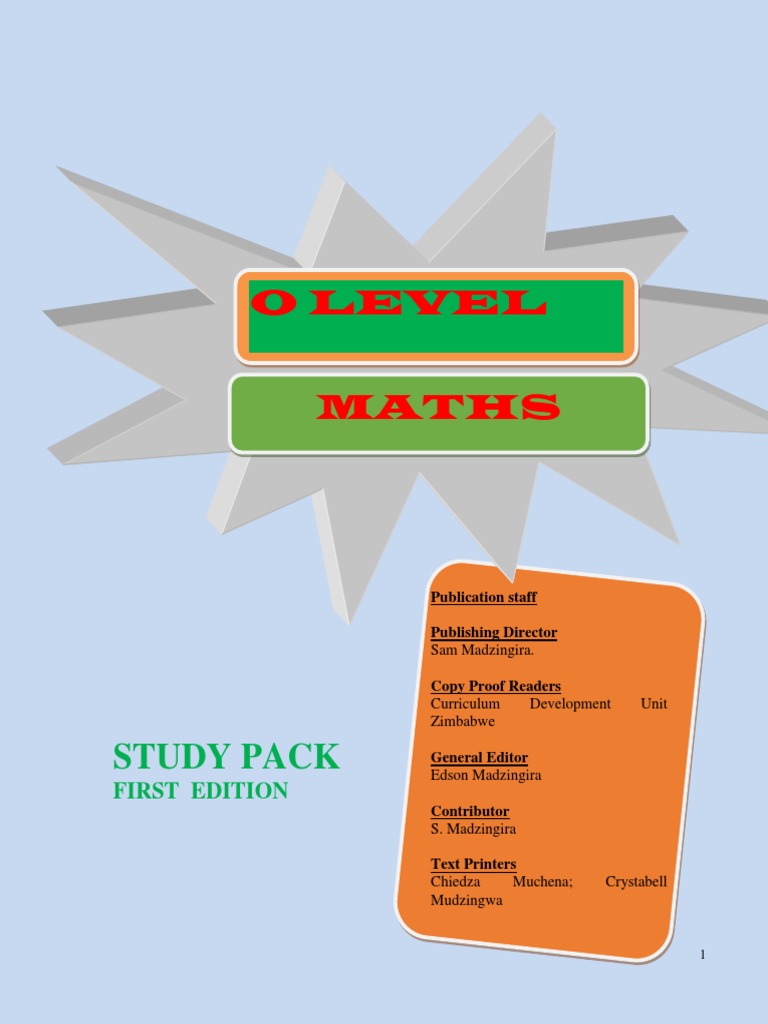 'O' Level Mathematics Study Pack | PDF | Matrix (Mathematics) | Area