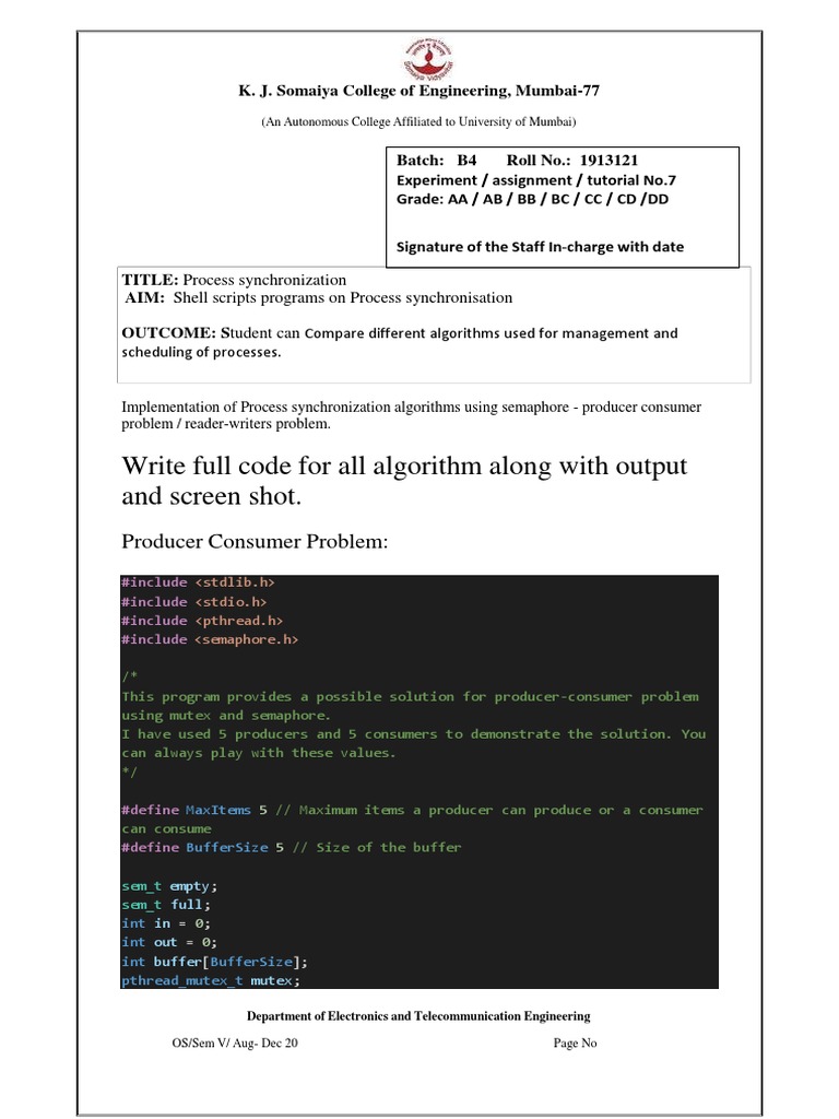 Write Full Code For All Algorithm Along With Output and Screen Shot ...