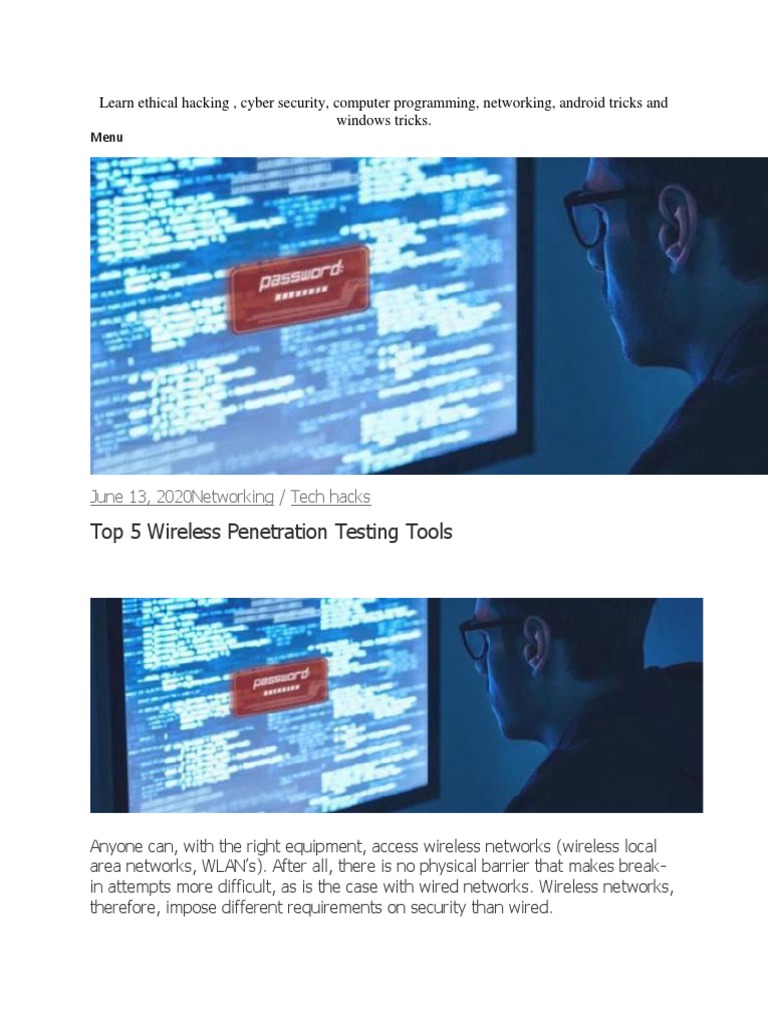 Top 5 Wireless Penetration Testing Tools | Download Free PDF | Wireless ...